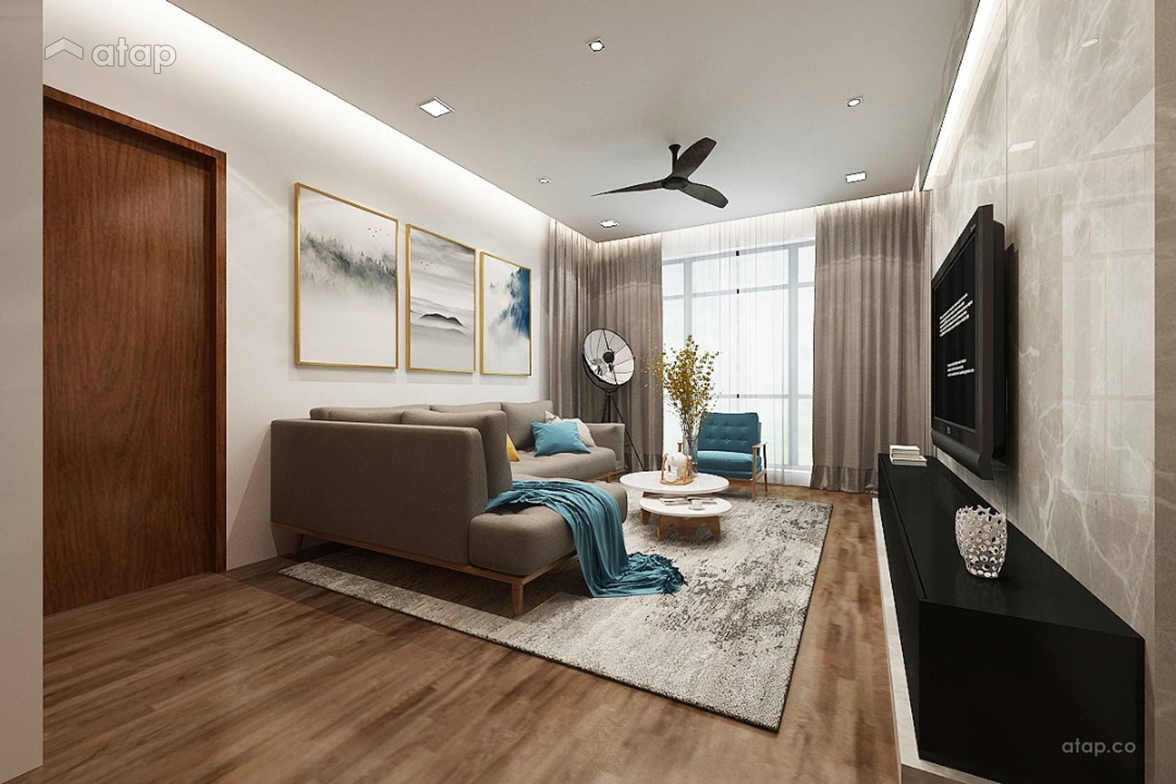 Modern Family Room terrace design ideas & photos Malaysia | Atap.co