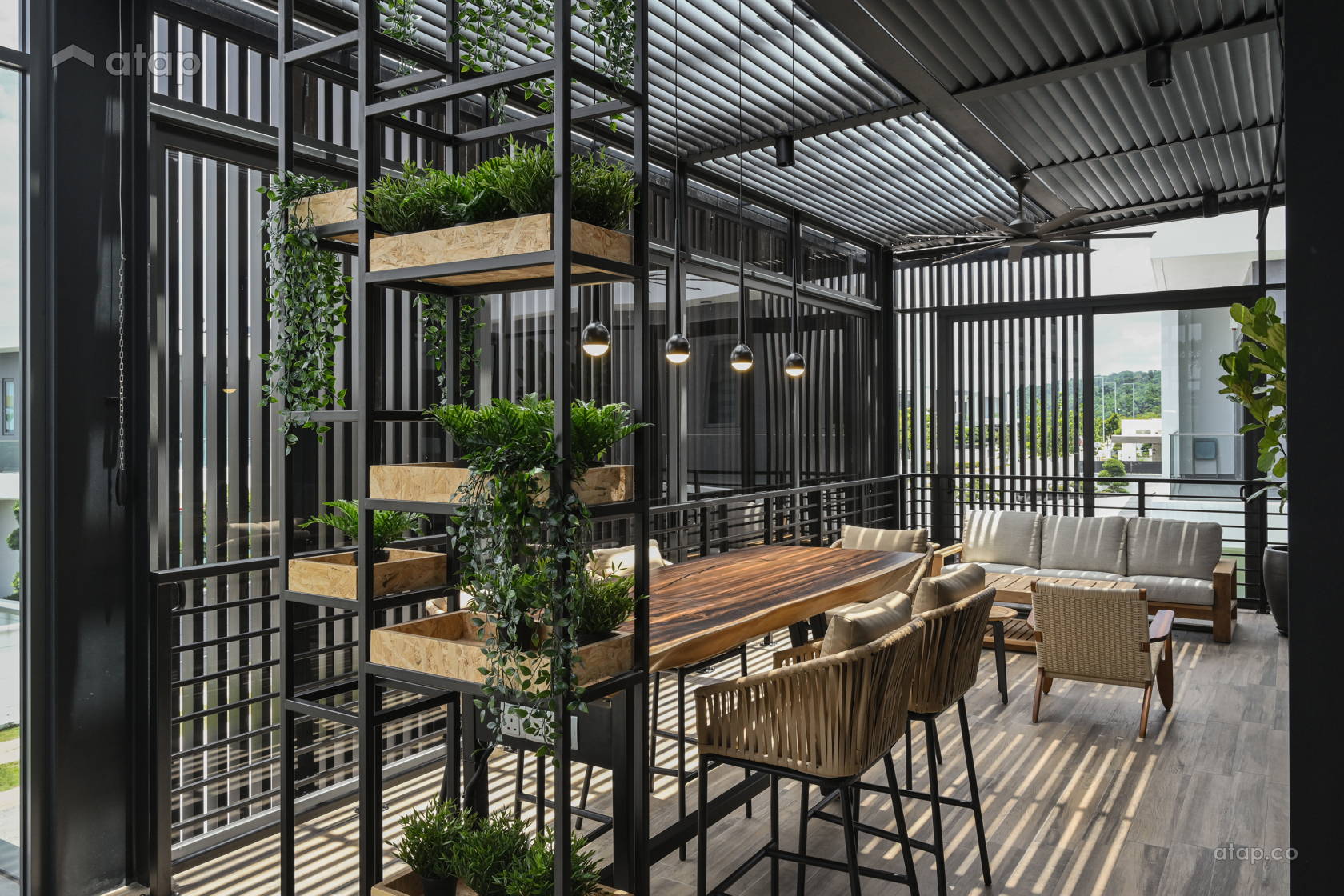Contemporary Industrial Balcony Garden bungalow design ideas & photos ...