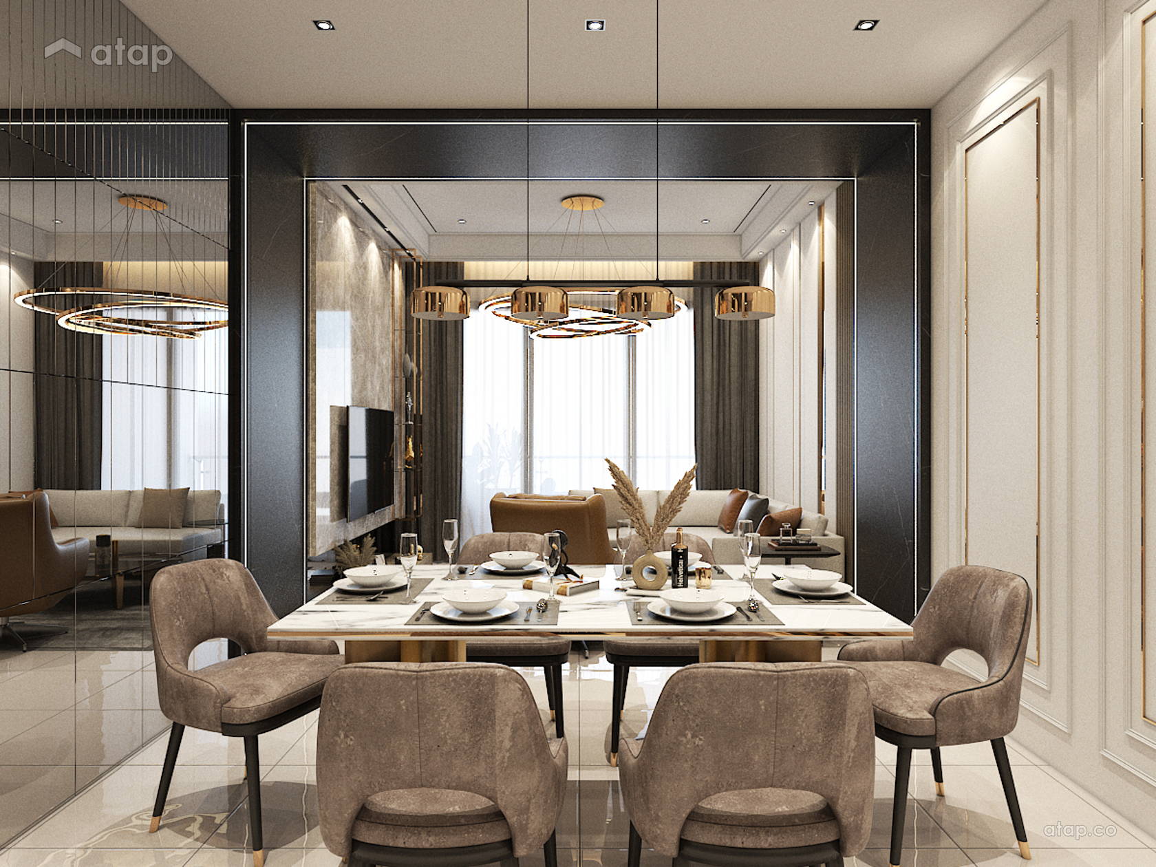 Classic Modern Dining Room Living Room condominium design ideas ...