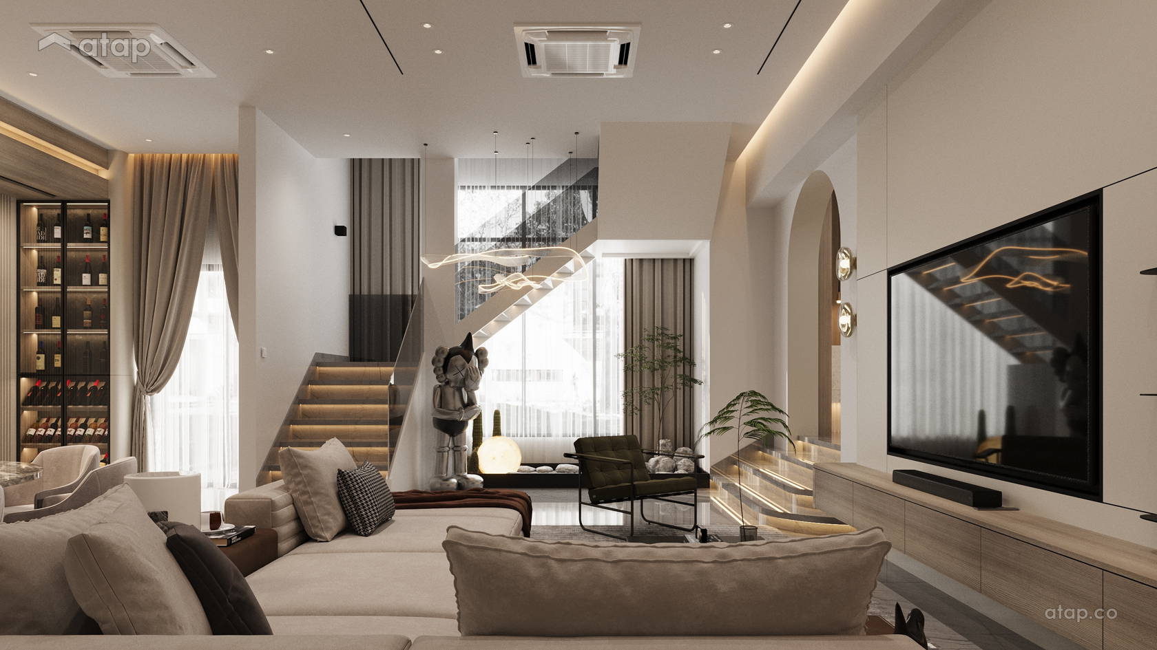 Contemporary Modern Dining Room Living Room semi-detached design ideas ...