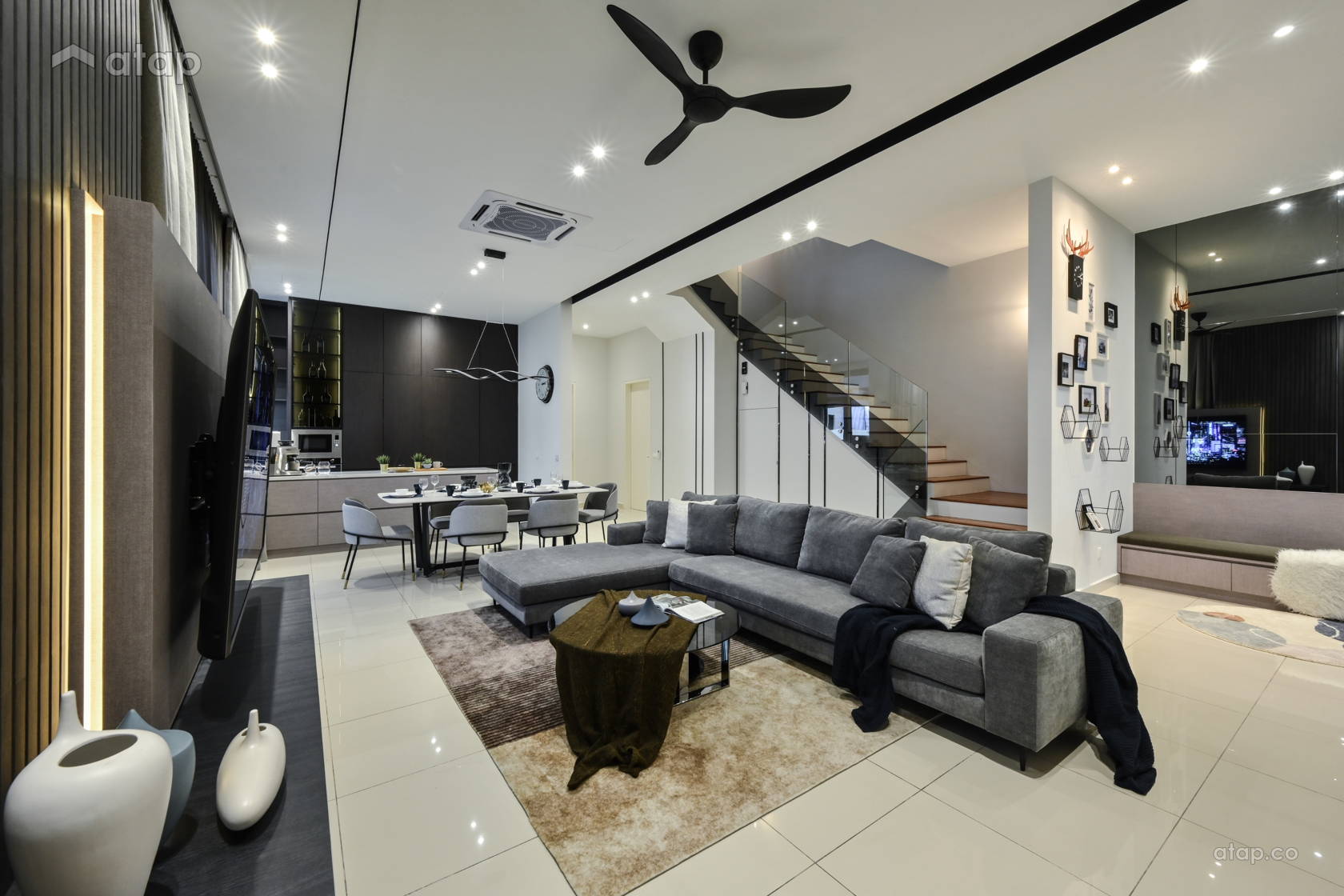 Contemporary Modern Living Room semi-detached design ideas & photos ...