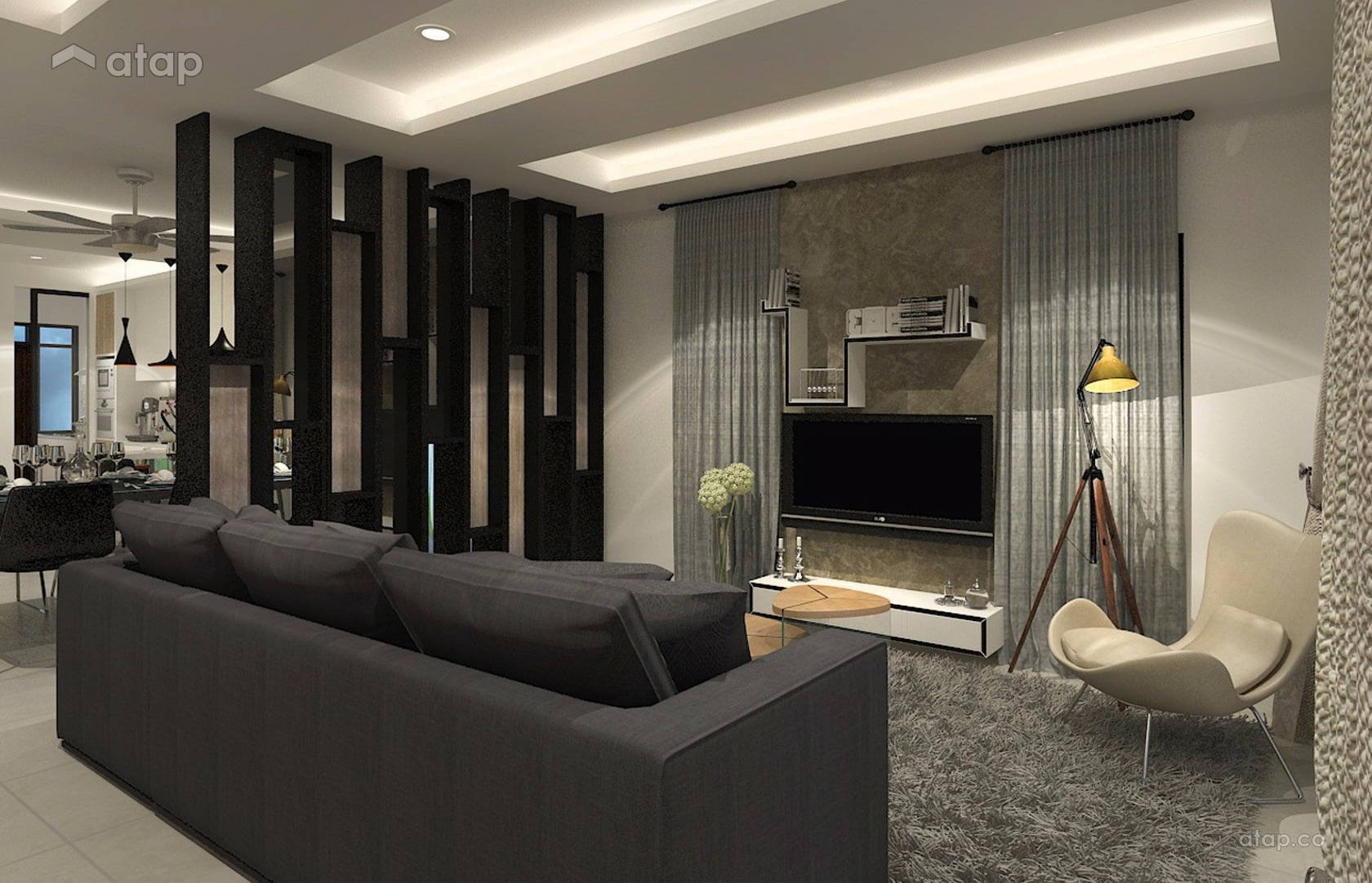 Contemporary Modern Living Room semi-detached design ideas & photos ...