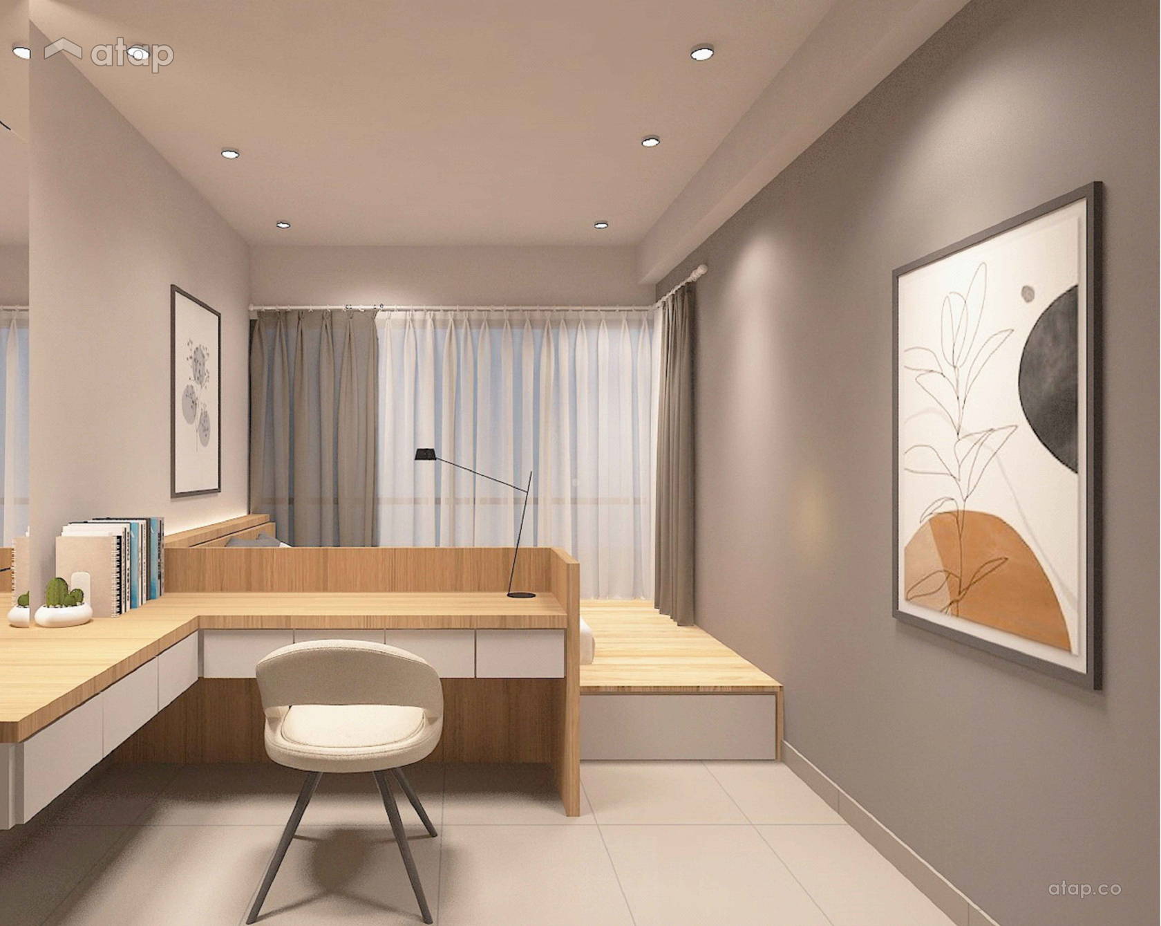 Asian Minimalistic Bedroom Study Room condominium design ideas & photos ...