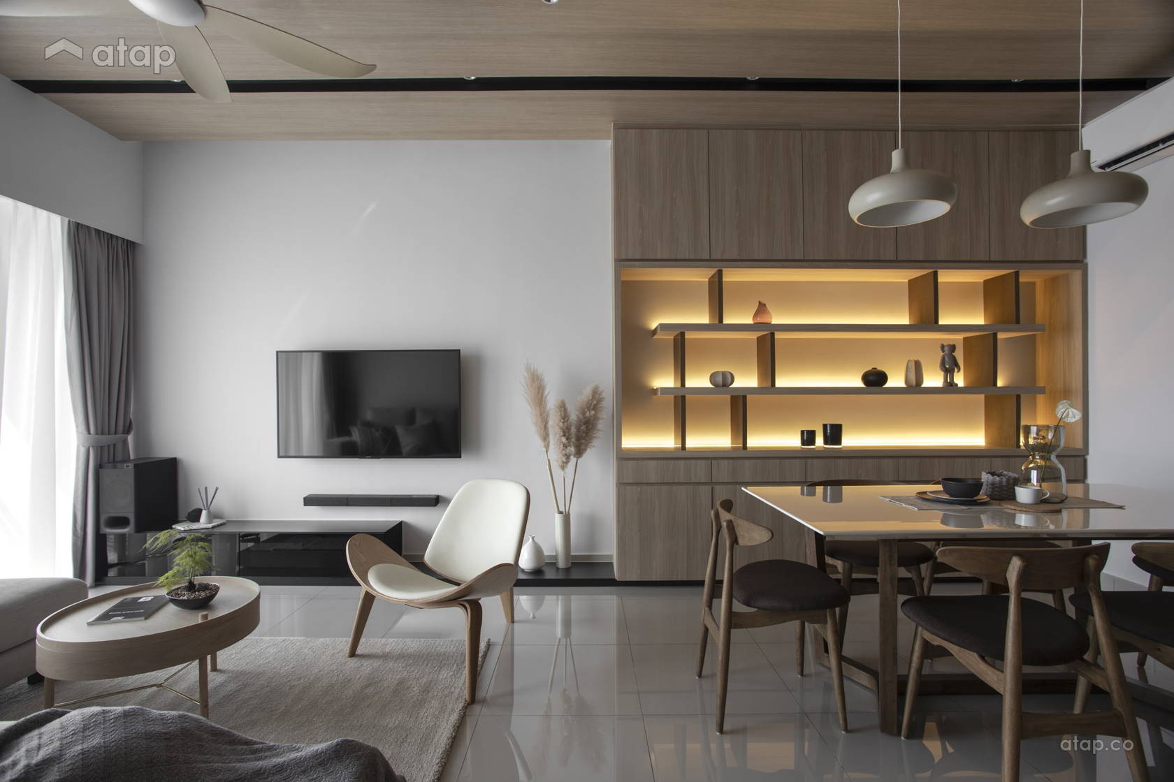 Zen Dining Room Living Room condominium design ideas & photos Malaysia ...