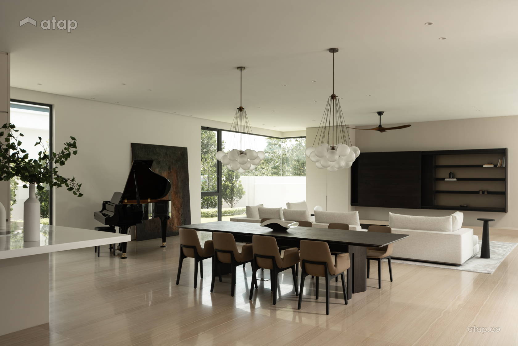 Modern Dining Room Living Room bungalow design ideas & photos Malaysia ...