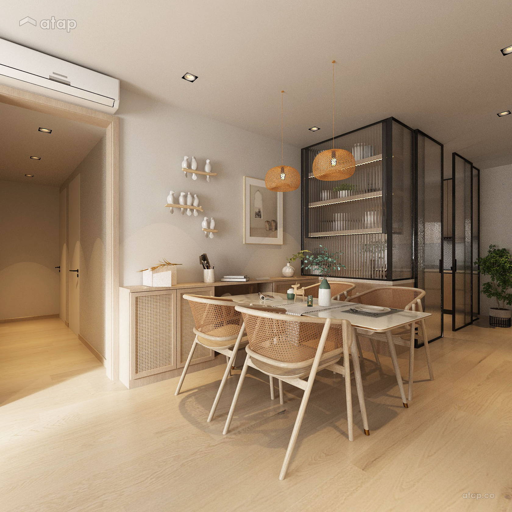 Scandinavian Zen Dining Room Kitchen condominium design ideas & photos ...