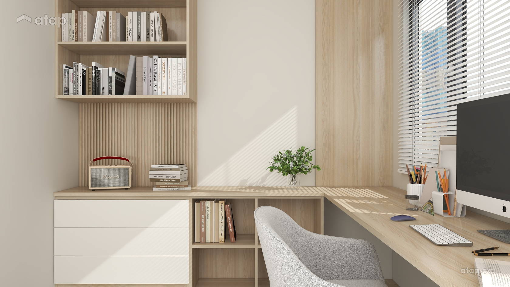 Minimalistic Scandinavian Study Room condominium design ideas & photos ...