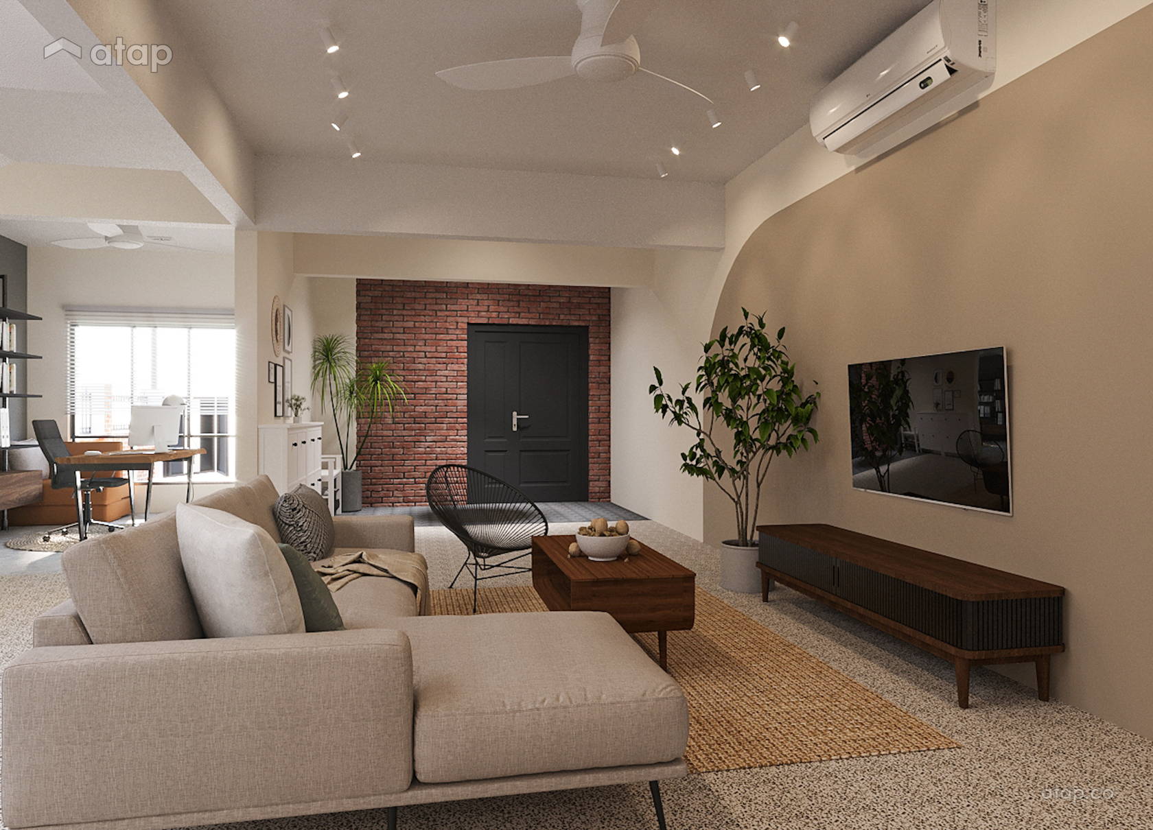 Modern Rustic Living Room terrace design ideas & photos Malaysia | Atap.co