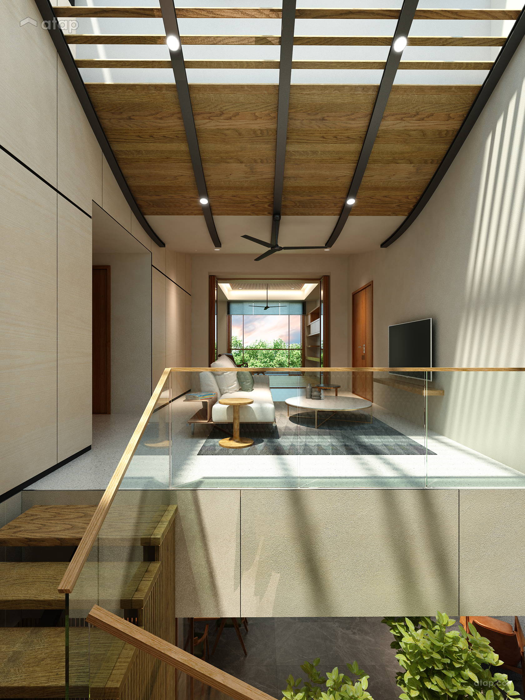 Contemporary Zen Family Room Foyer bungalow design ideas & photos ...