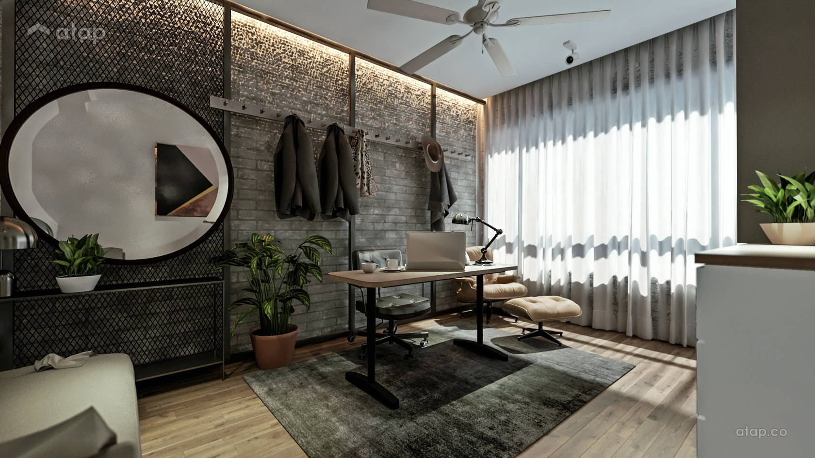 Contemporary Industrial Study Room condominium design ideas & photos ...