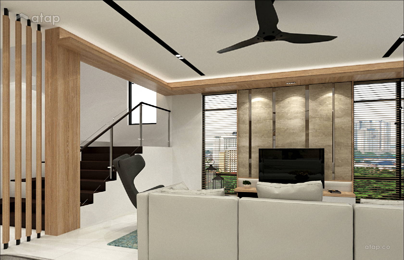 Contemporary Modern Living Room semi-detached design ideas & photos ...