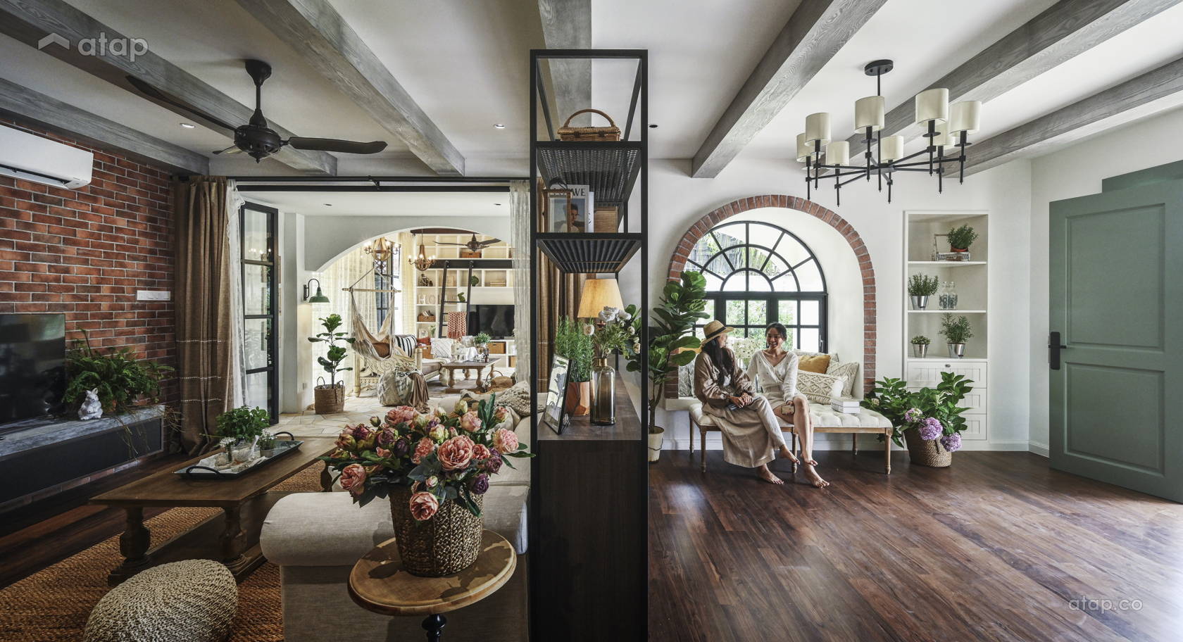 Classic Country Foyer Living Room semi-detached design ideas & photos ...