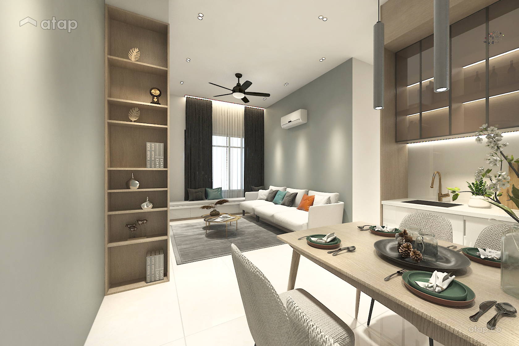 Modern Scandinavian Dining Room Living Room condominium design ideas ...