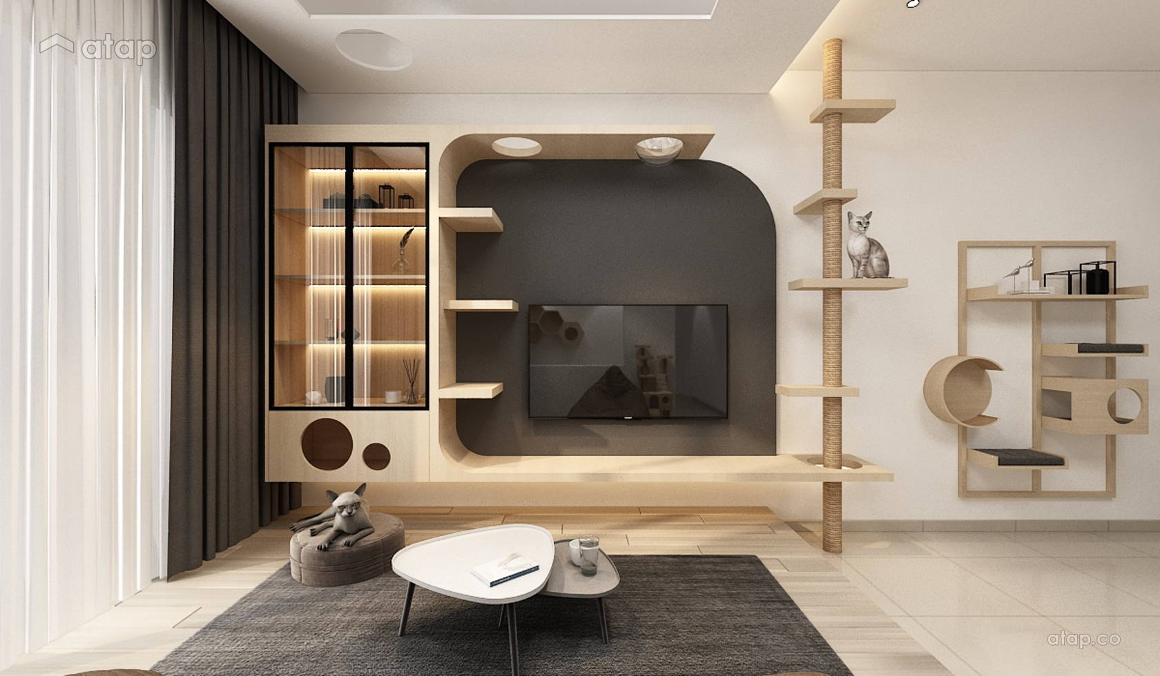 Modern Zen Living Room condominium design ideas & photos Malaysia | Atap.co