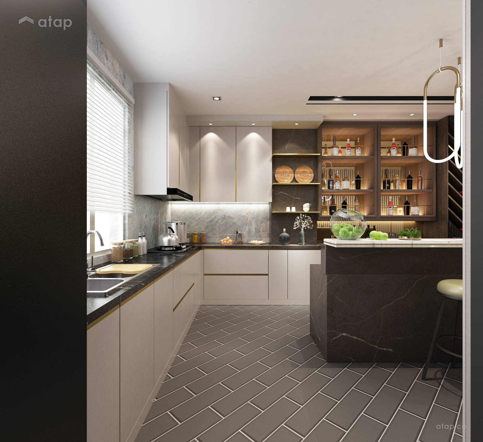 Contemporary Modern Kitchen semi-detached design ideas & photos ...