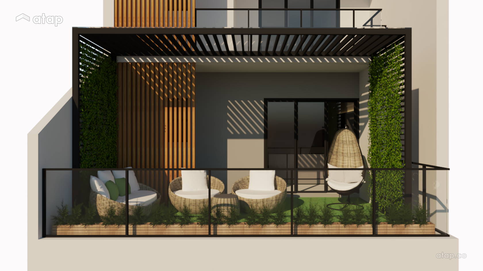 Minimalistic Modern Balcony semi-detached design ideas & photos ...