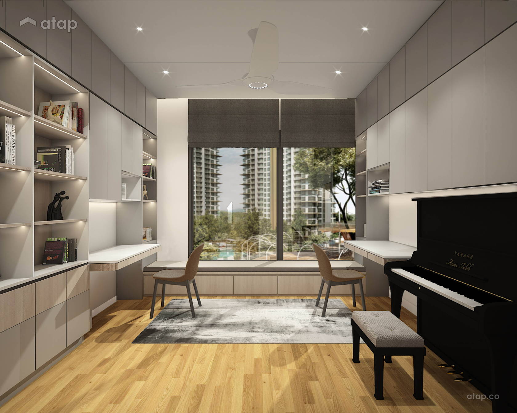 Classic Contemporary Study Room condominium design ideas & photos ...