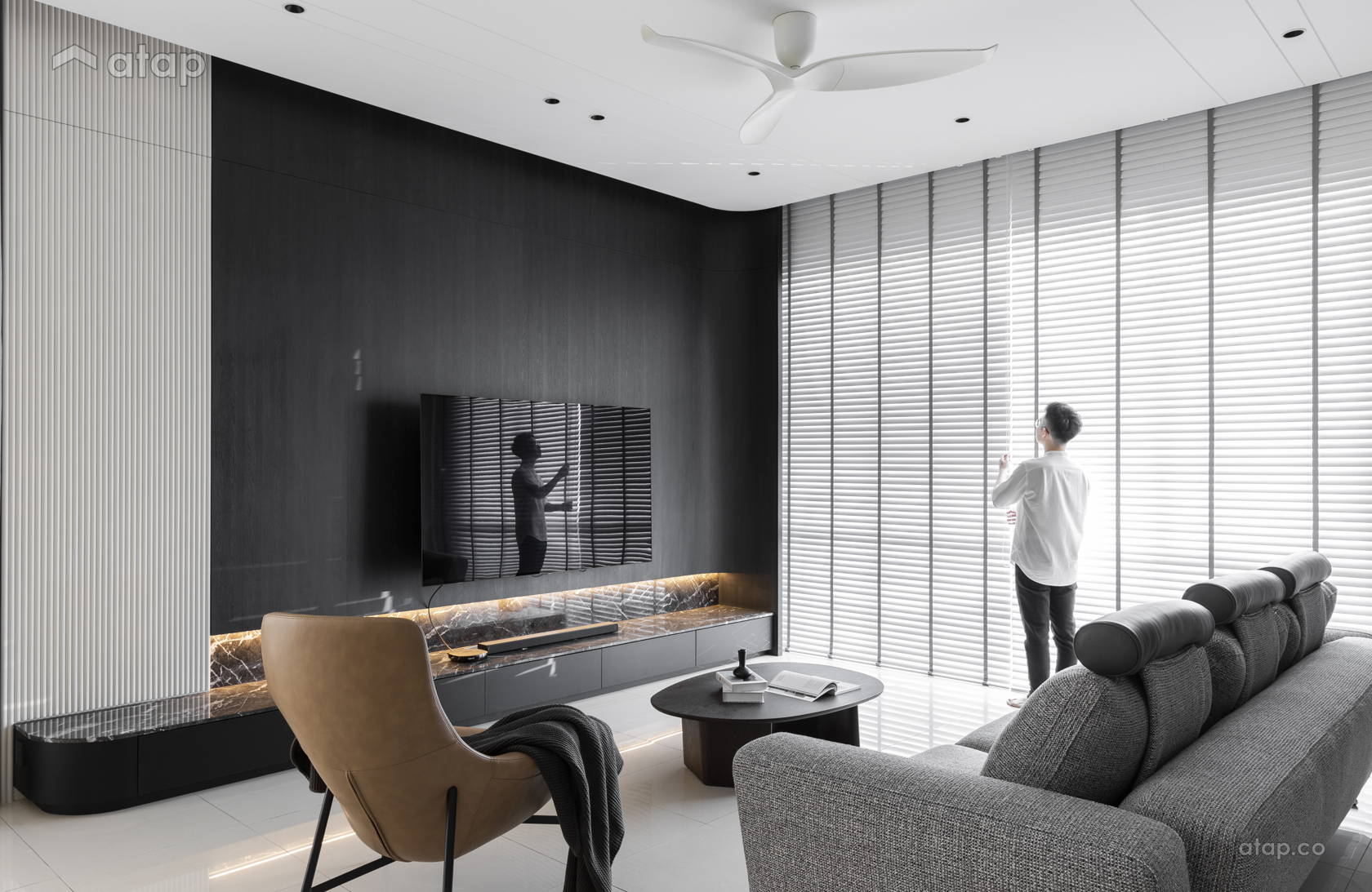Minimalistic Modern Living Room semi-detached design ideas & photos ...
