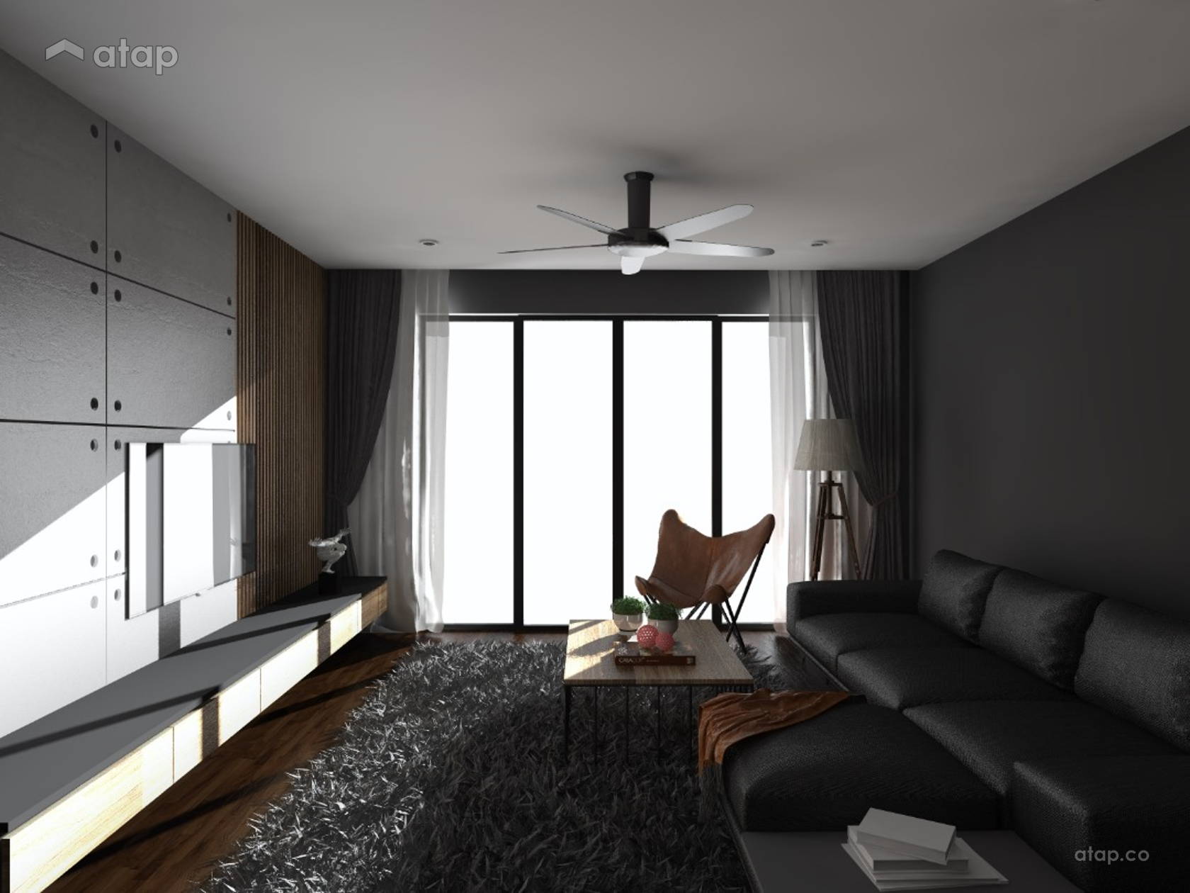 Industrial Modern Living Room condominium design ideas & photos ...