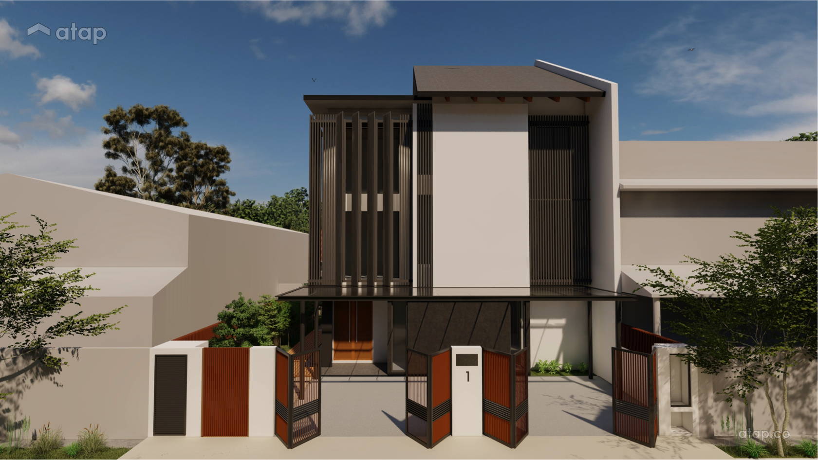 Industrial Modern Exterior Garden semi-detached design ideas & photos ...