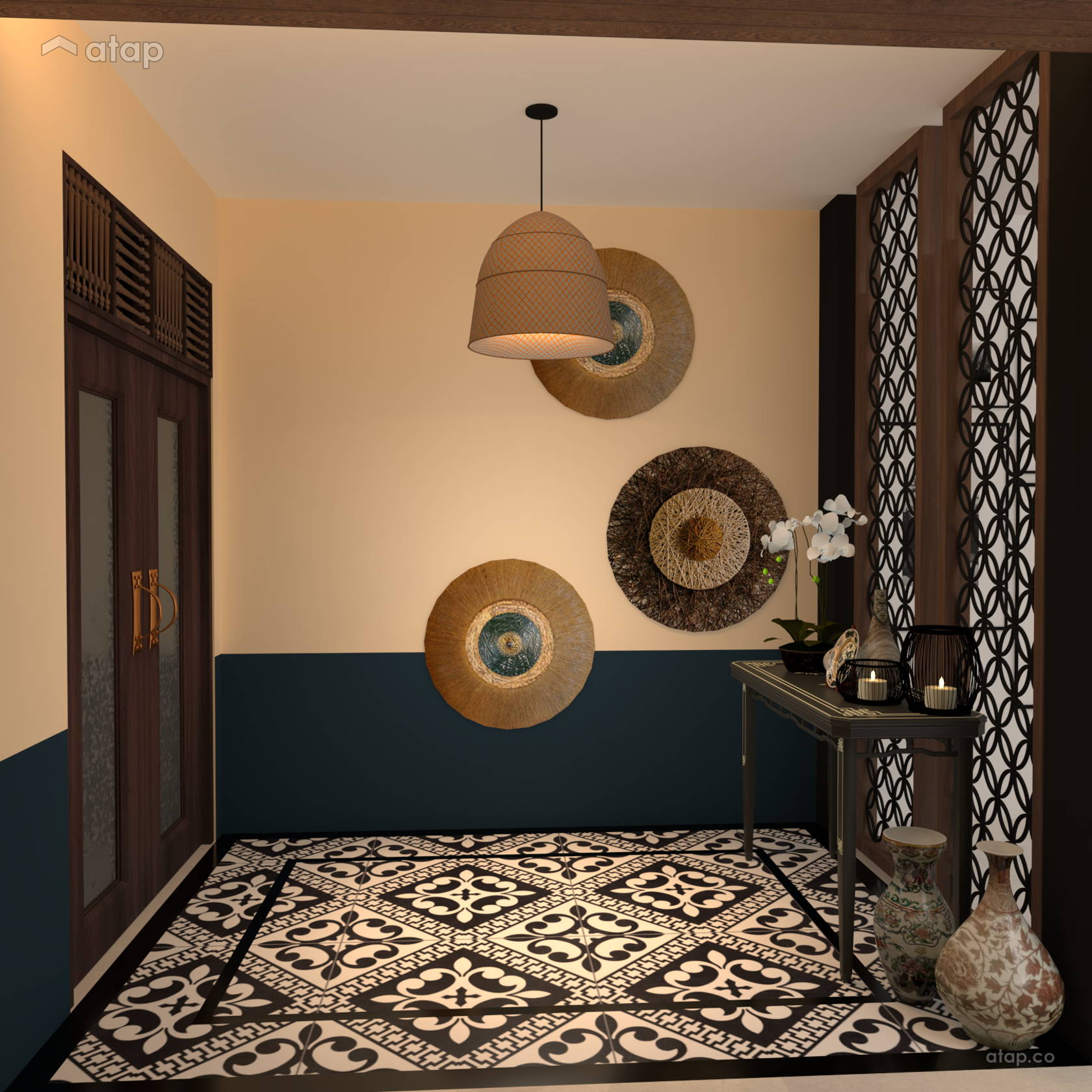 Asian Rustic Foyer bungalow design ideas & photos Malaysia | Atap.co