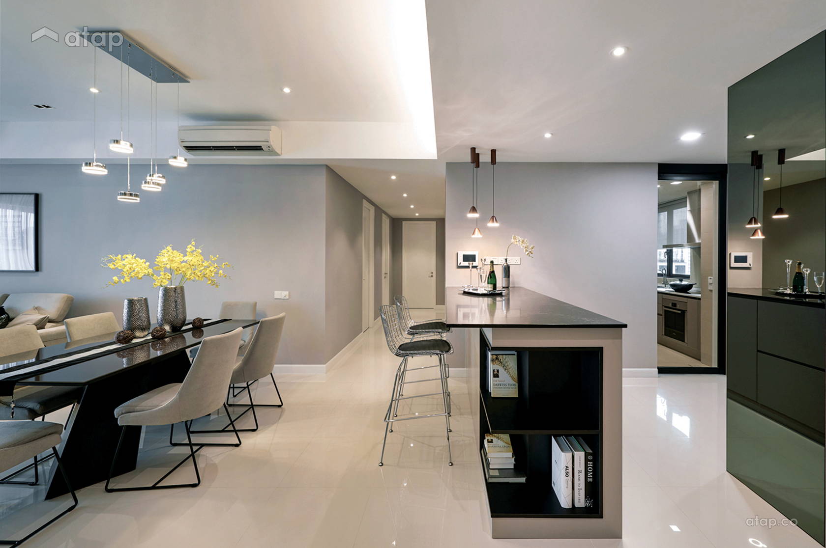 Contemporary Modern Dining Room Kitchen condominium design ideas ...