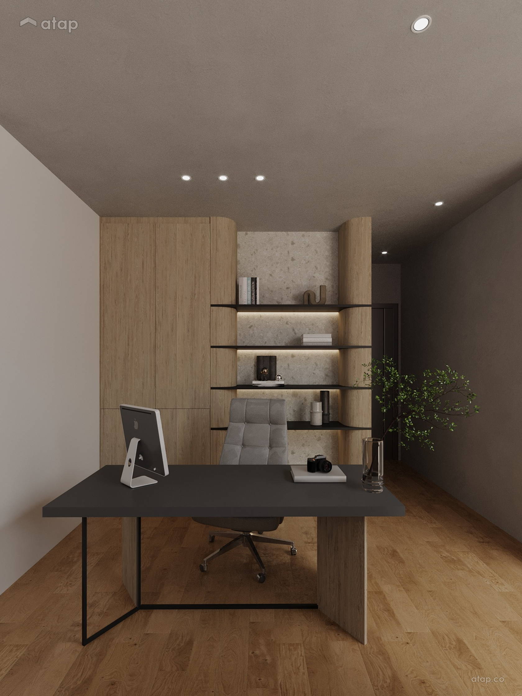 Contemporary Industrial Study Room bungalow design ideas & photos ...