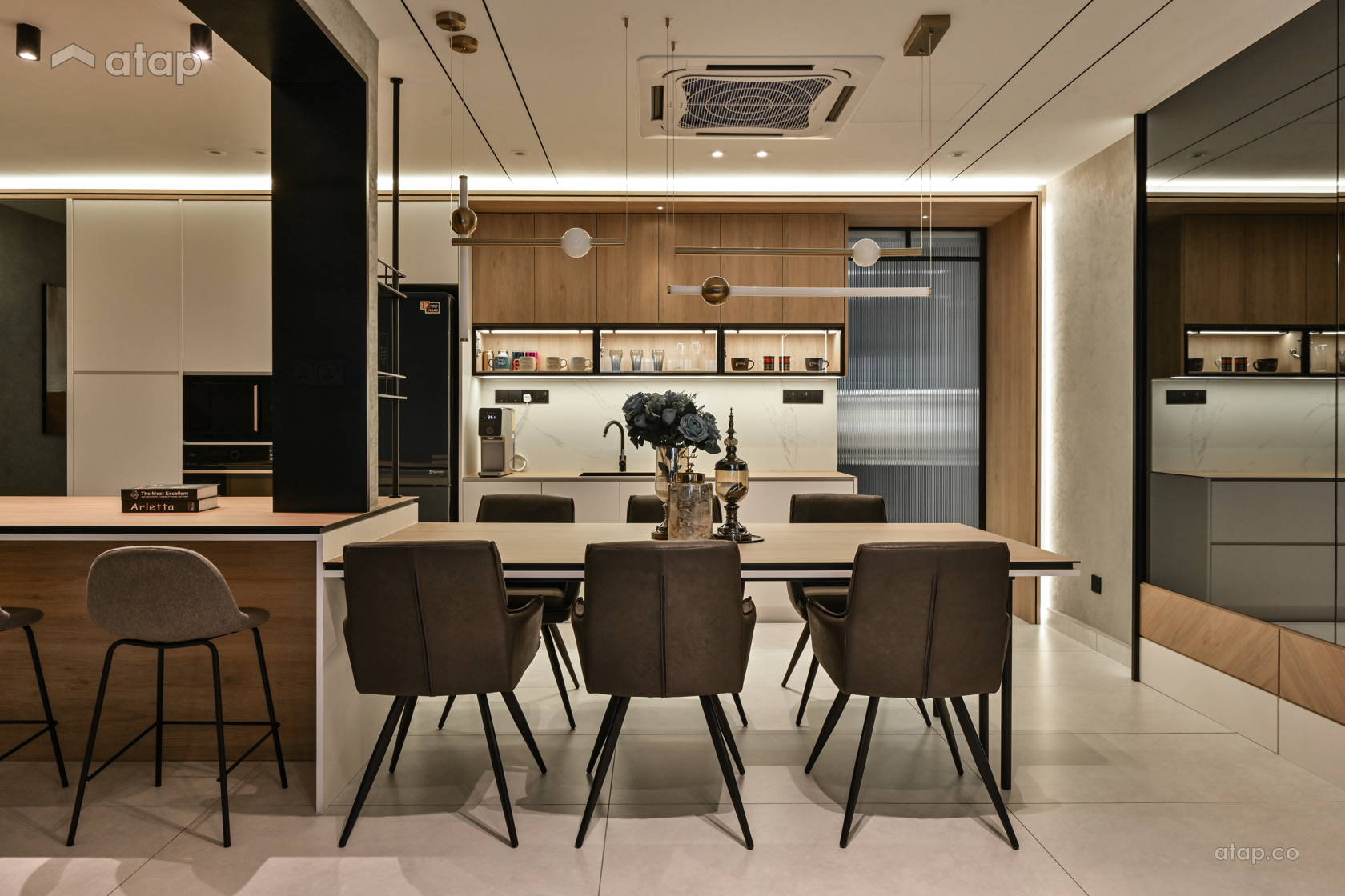 Contemporary Minimalistic Dining Room Kitchen terrace design ideas ...