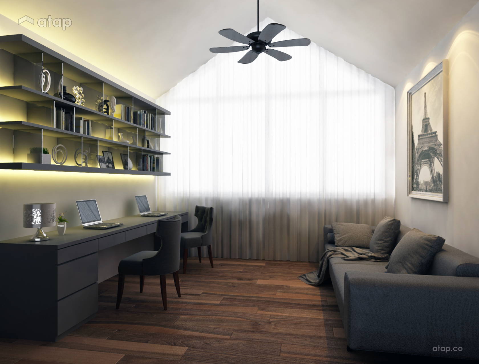 Classic Contemporary Study Room semi-detached design ideas & photos ...