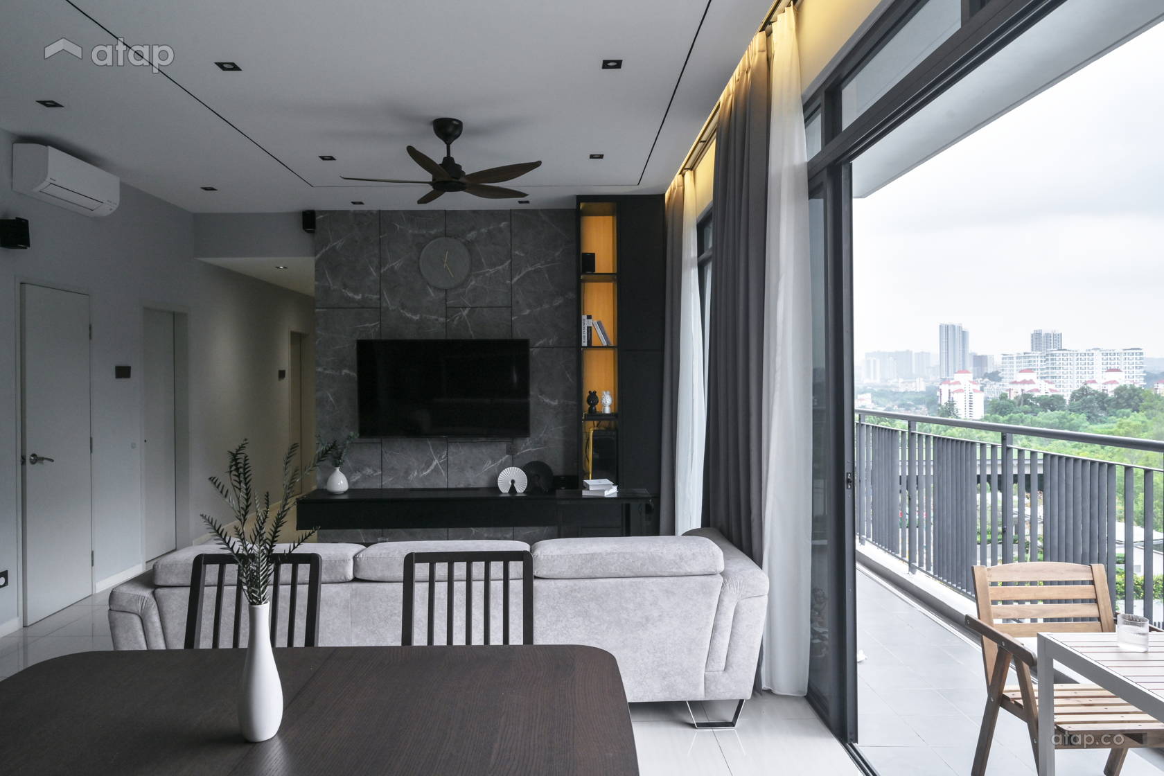 Modern Balcony Living Room condominium design ideas & photos Malaysia ...