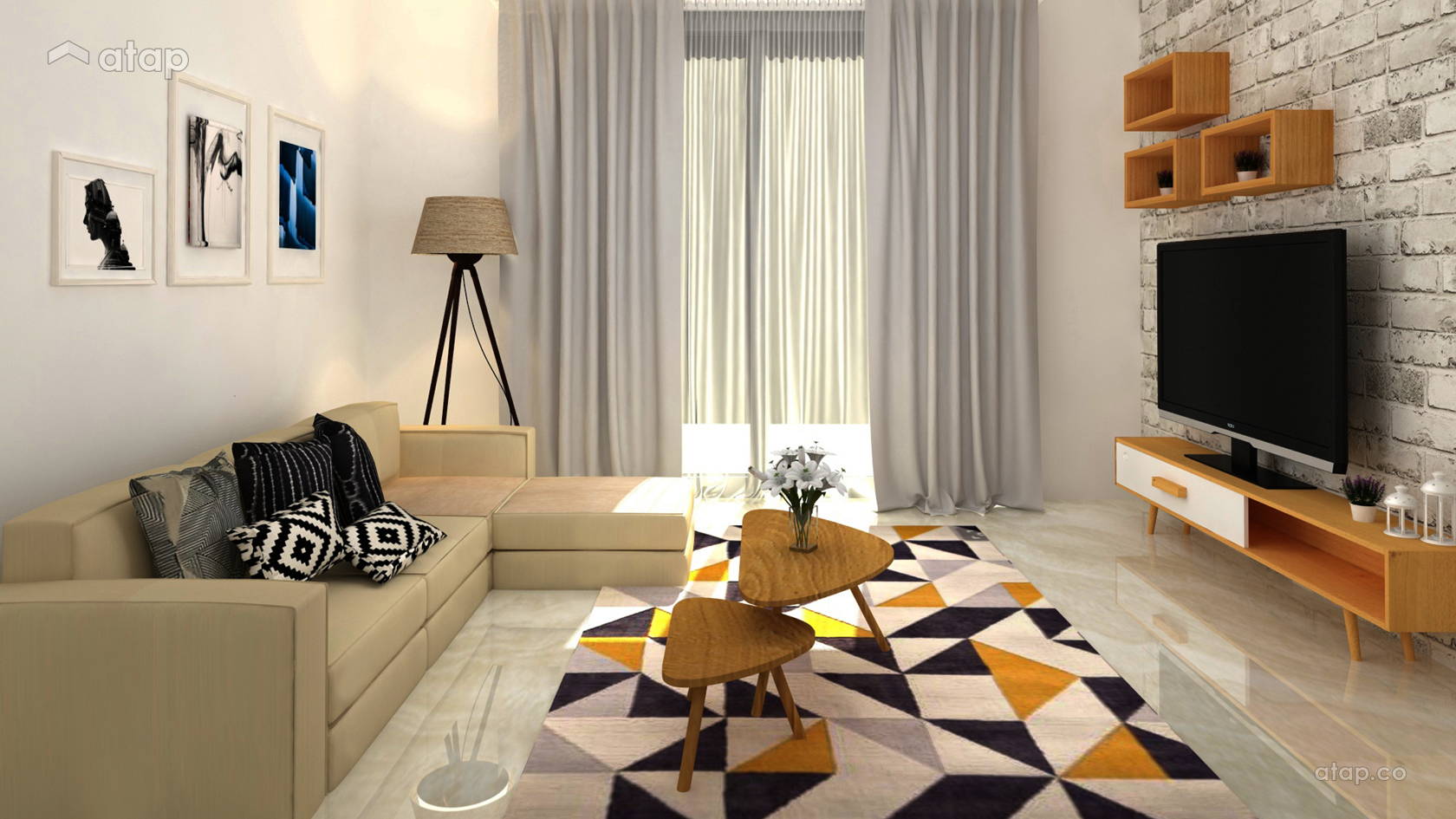 Scandinavian Living Room condominium design ideas & photos Malaysia ...