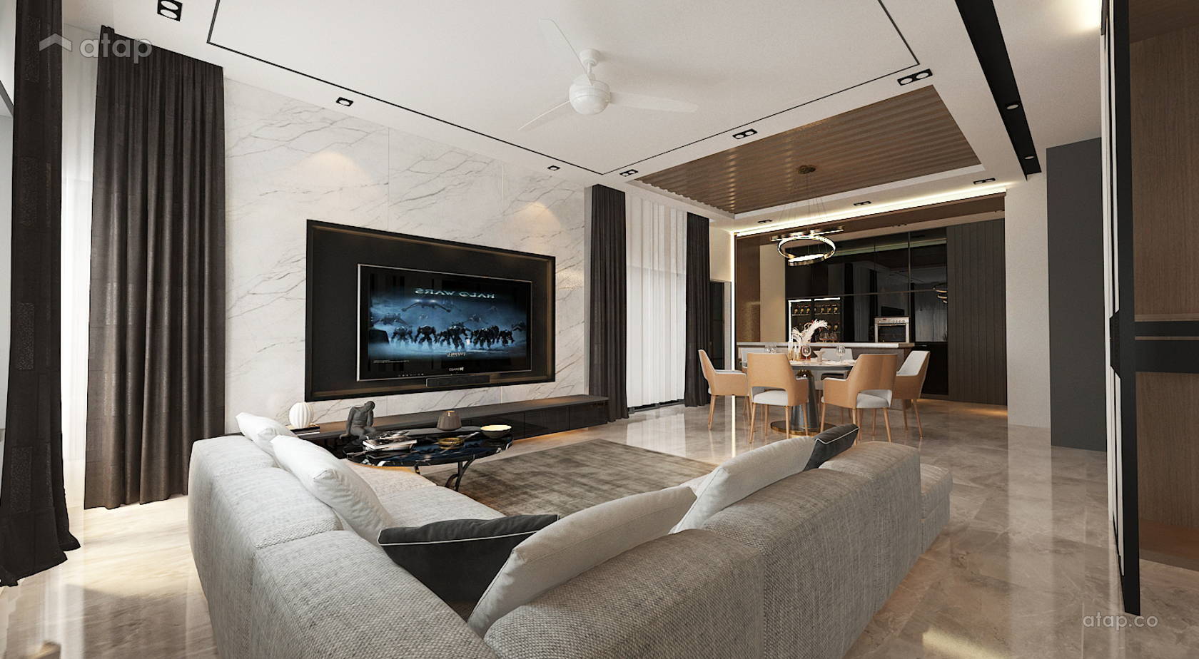 Contemporary Modern Living Room semi-detached design ideas & photos ...