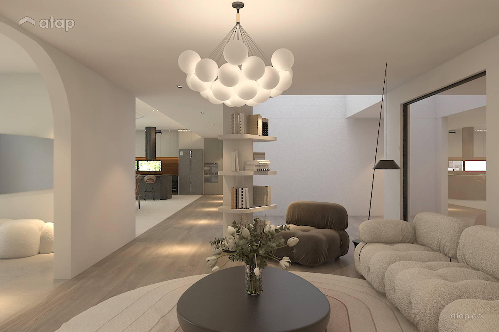 Contemporary Scandinavian Family Room Foyer semi-detached design ideas ...