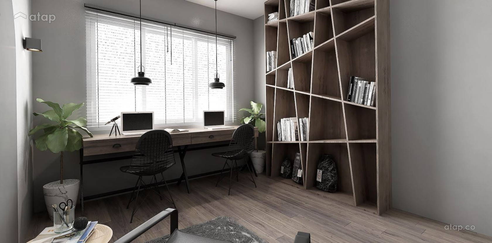 Industrial Modern Study Room apartment design ideas & photos Malaysia ...