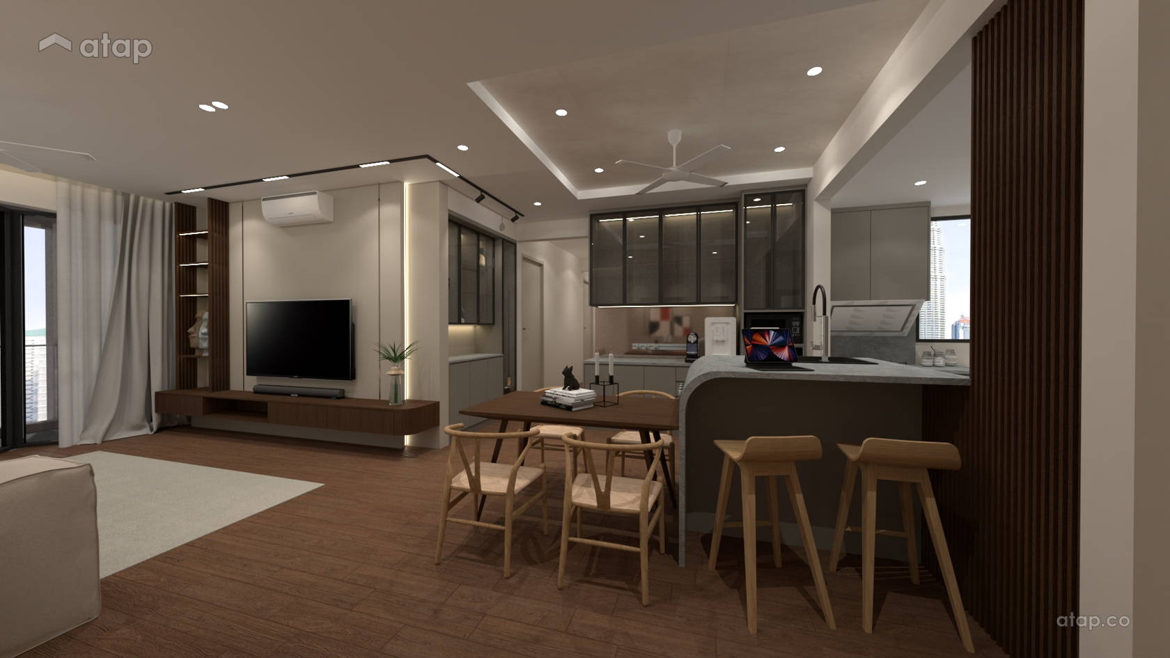 Contemporary Modern Dining Room Kitchen condominium design ideas ...