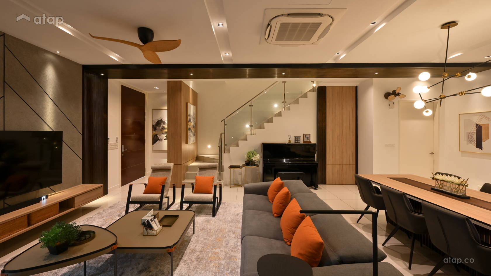 Contemporary Modern Dining Room Living Room terrace design ideas ...