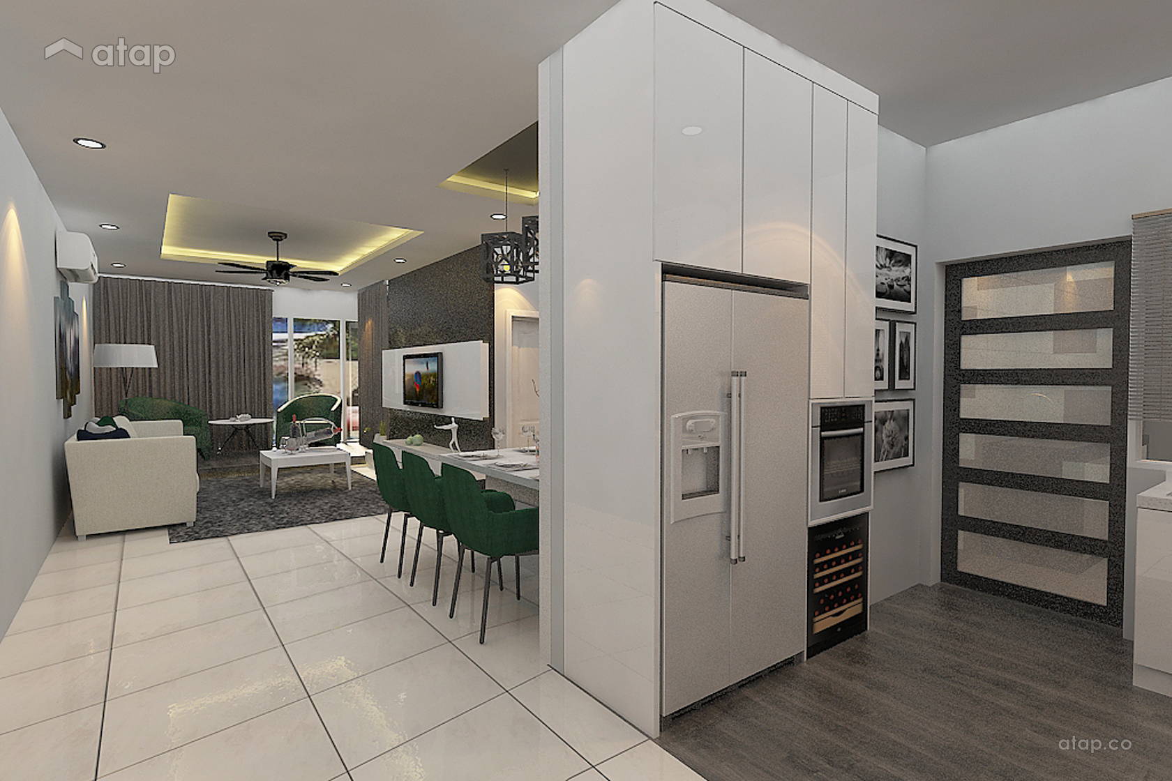 Kitchen Living Room townhouse design ideas & photos Malaysia | Atap.co