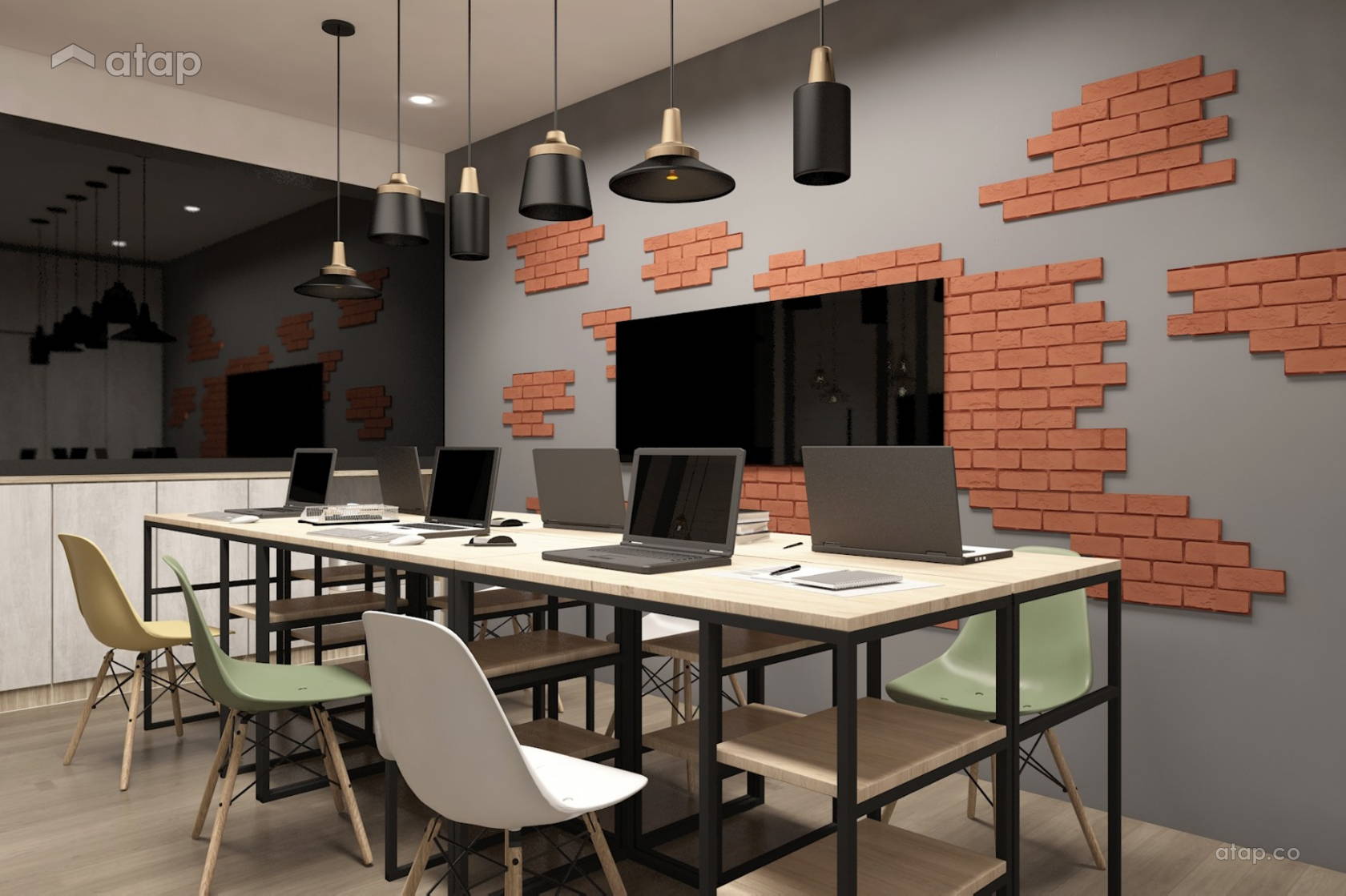 Industrial Modern Office shophouse design ideas & photos Malaysia | Atap.co