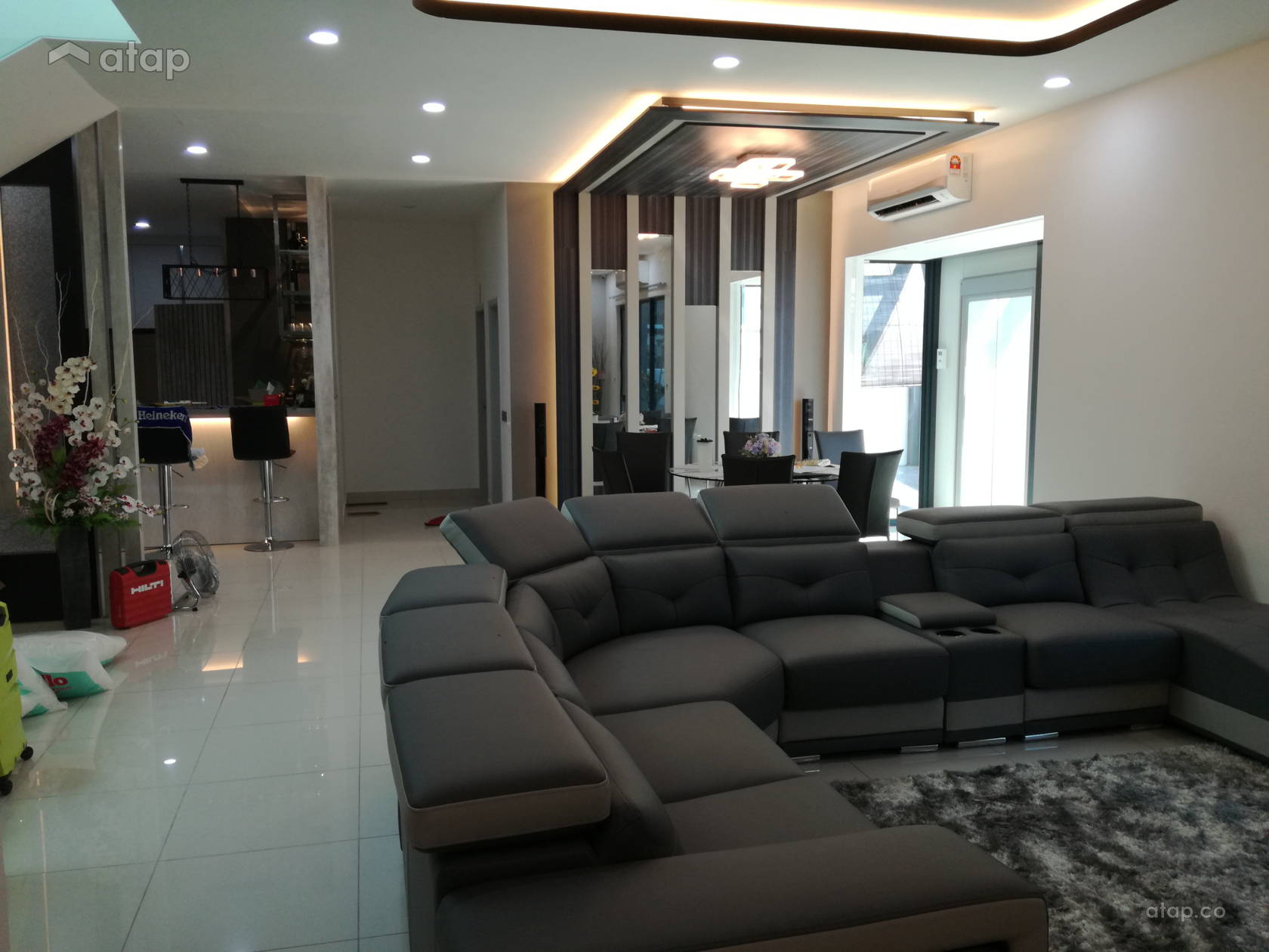 Contemporary Modern Dining Room Living Room bungalow design ideas ...