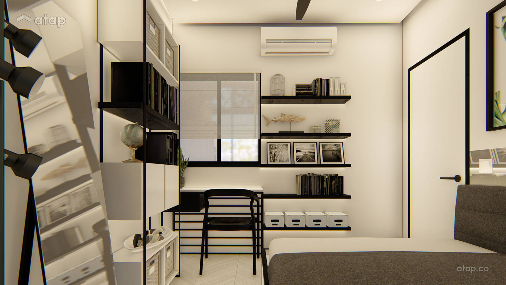 Contemporary Modern Bedroom Study Room apartment design ideas & photos ...