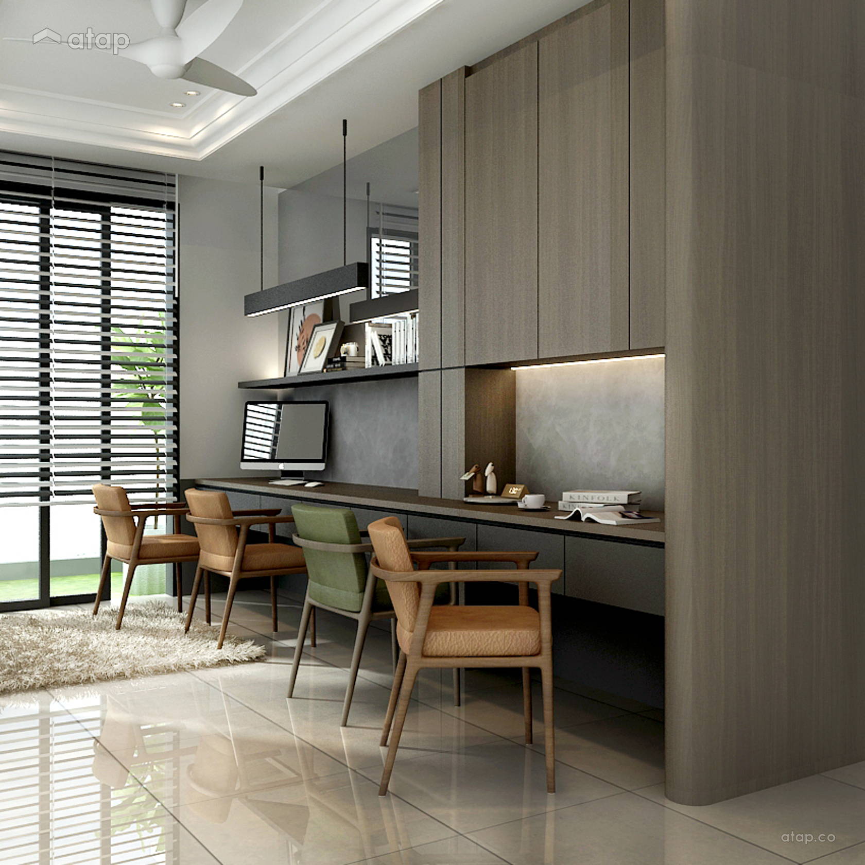 Contemporary Modern Office Study Room terrace design ideas & photos ...