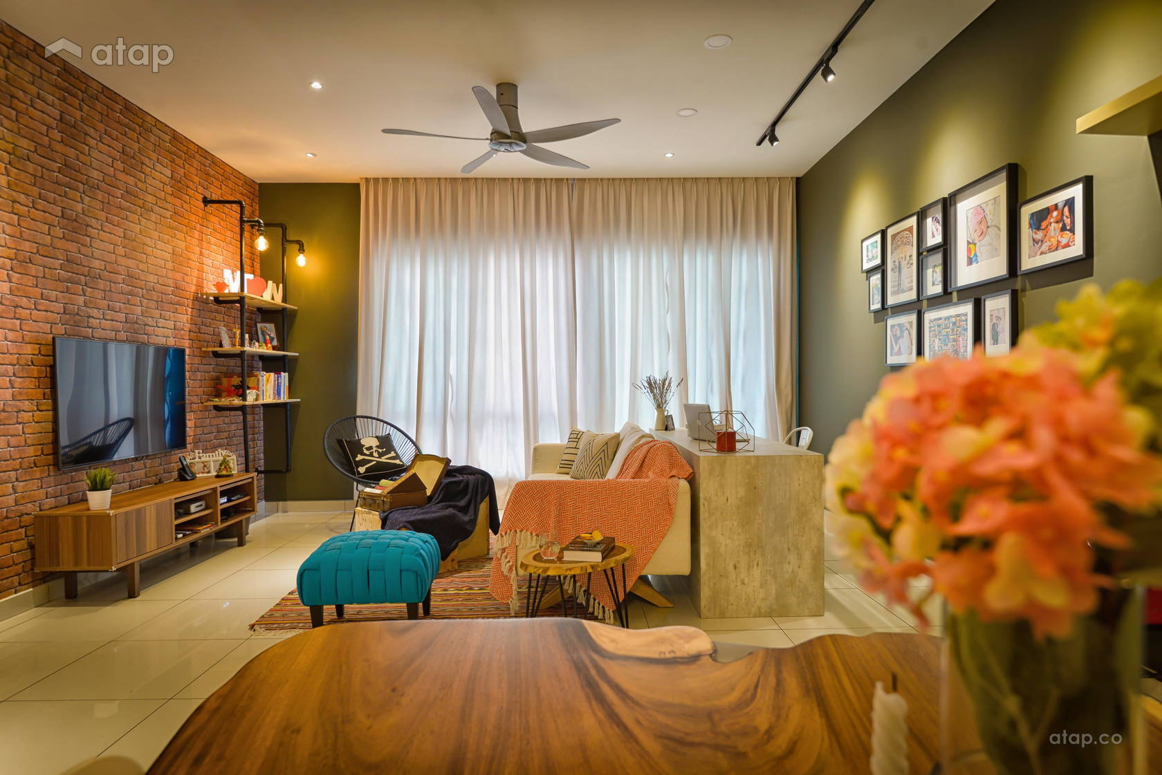 Industrial Modern Living Room condominium design ideas & photos ...