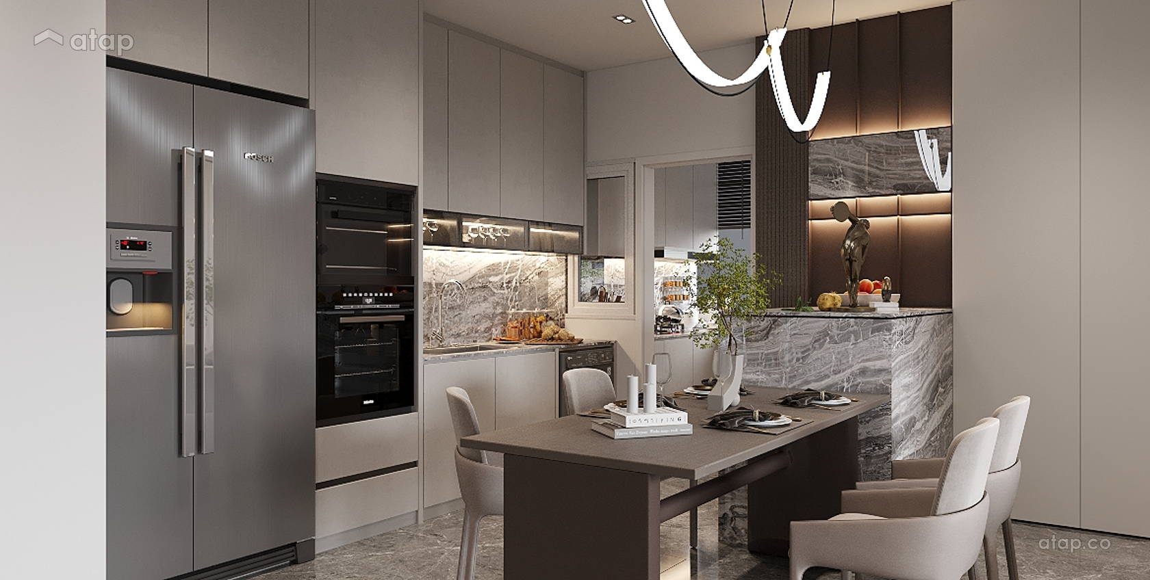 Contemporary Modern Dining Room Kitchen condominium design ideas ...