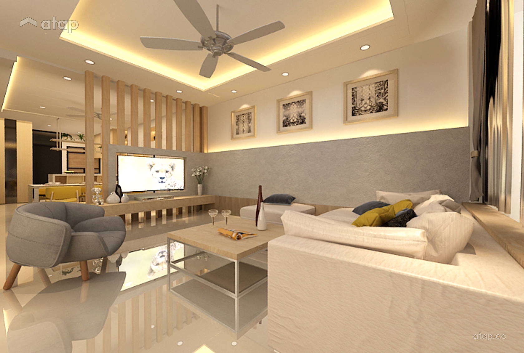 Modern Zen Living Room terrace design ideas & photos Malaysia | Atap.co