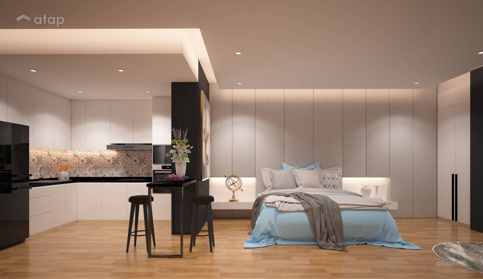 Contemporary Bedroom Kitchen apartment design ideas & photos Malaysia ...