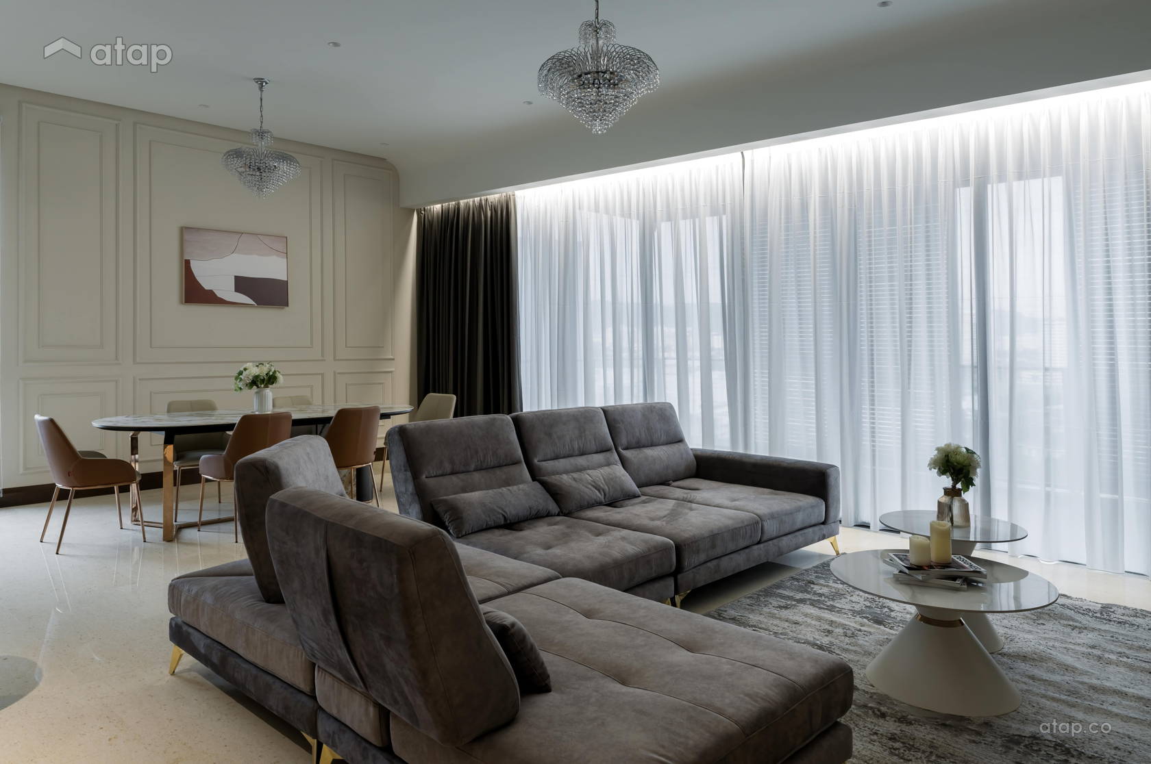 Asian Classic Dining Room Living Room condominium design ideas & photos ...