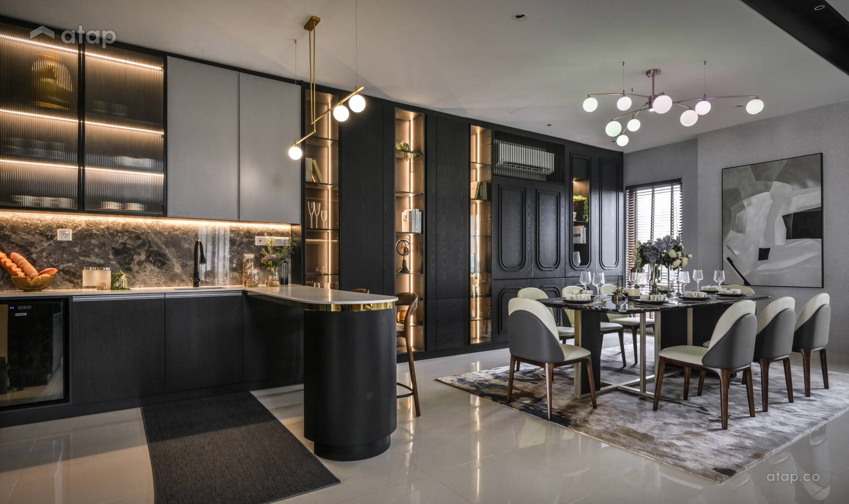 Classic Modern Dining Room Kitchen semi-detached design ideas & photos ...