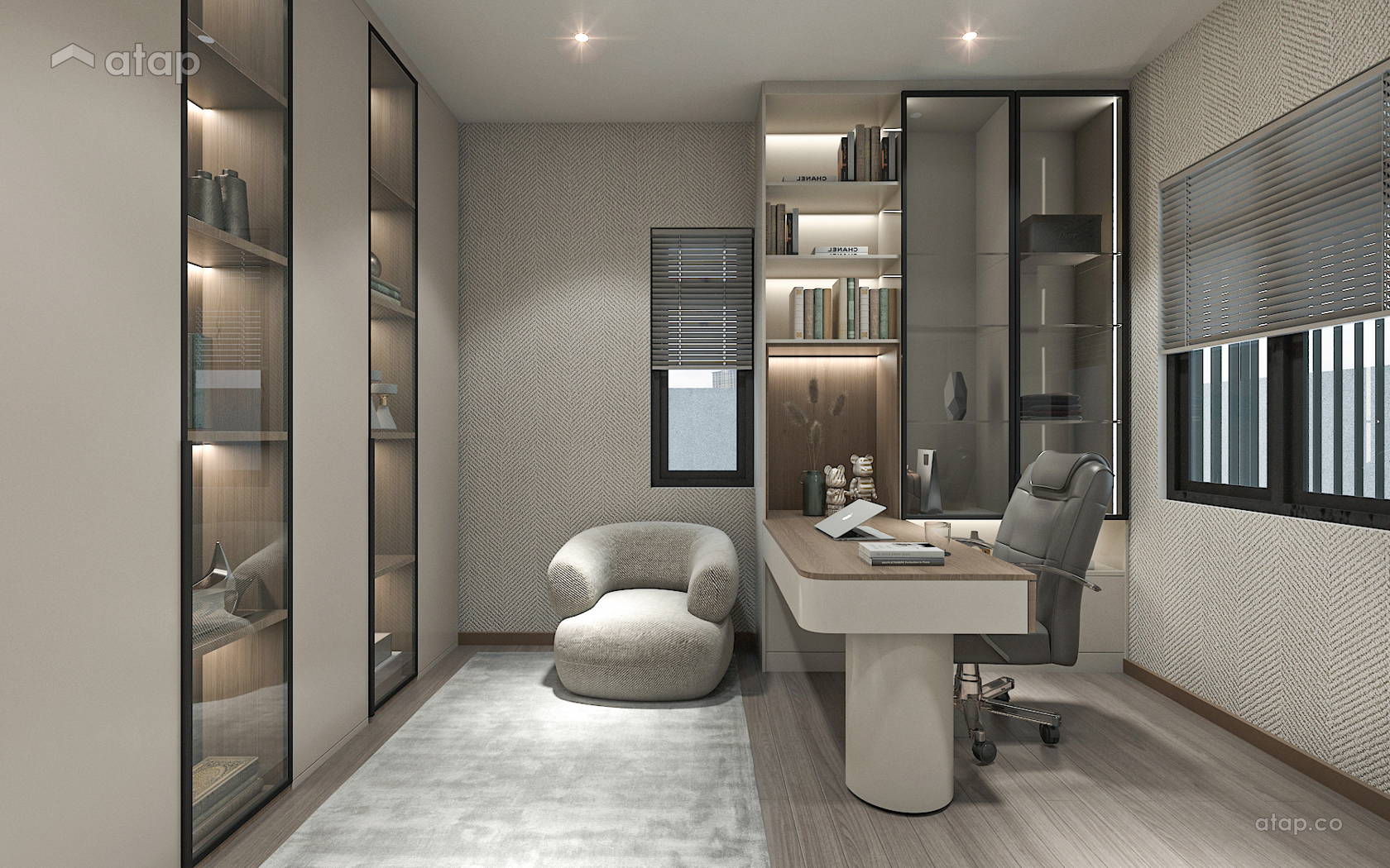 Contemporary Modern Office Study Room semi-detached design ideas ...
