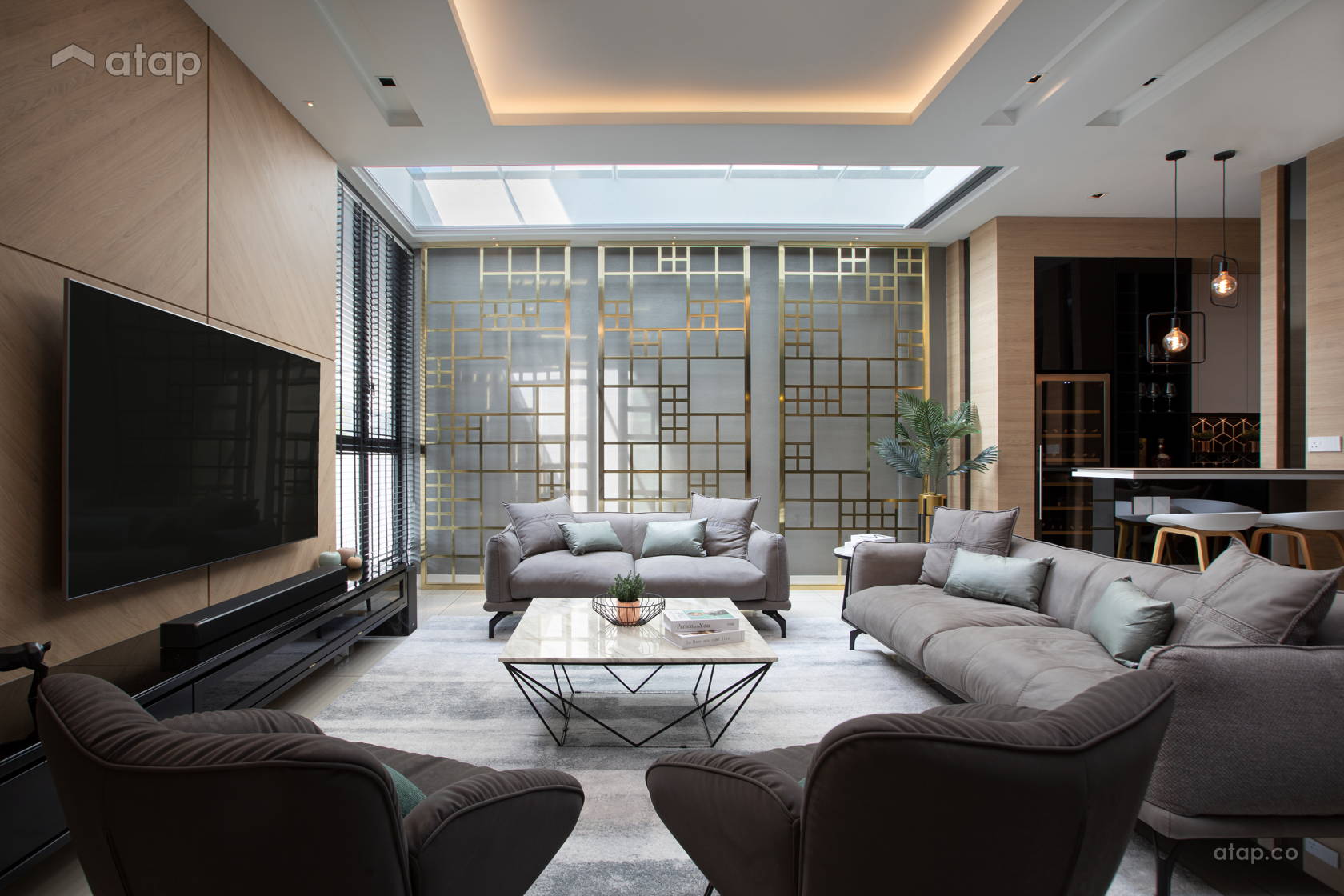 Contemporary Modern Living Room semi-detached design ideas & photos ...