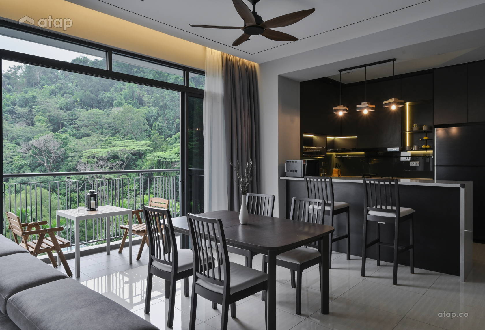 Modern Balcony Kitchen condominium design ideas & photos Malaysia | Atap.co